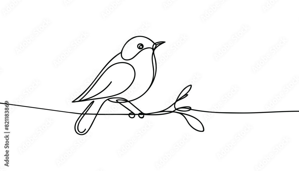 Continuous one line drawing birds. Minimalist bird, outline design ...