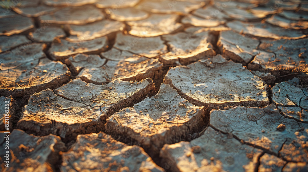 Parched cracked earth in a drought stricken area illustrating the harsh ...