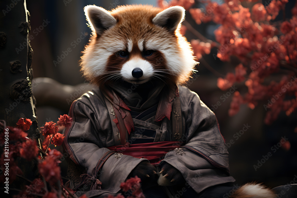 Red Panda wear traditional Japanese samurai Stock Illustration | Adobe ...