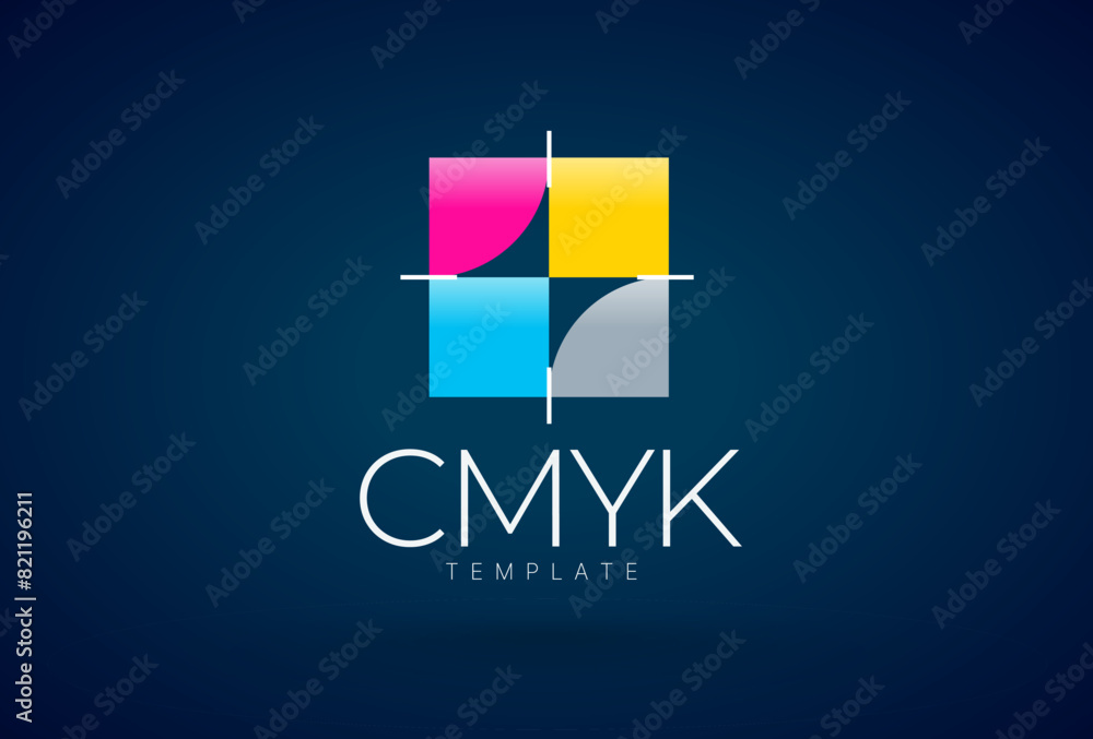 Logo CMYK squares palette color. Abstract test control scales Print ...