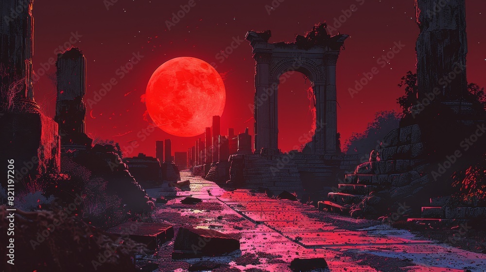 Red Moon Landscape