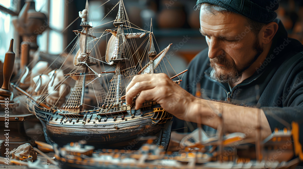 Photo realistic image of a man showcasing patience, precision, and ...