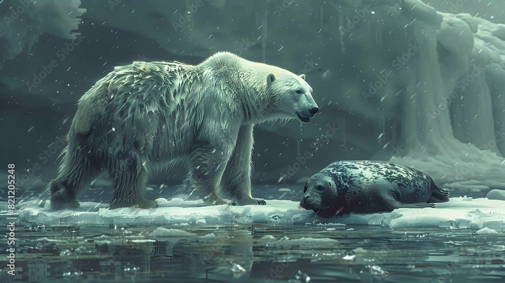 Polar bear hunting seal A stunning portrayal of the Arctic predator in ...