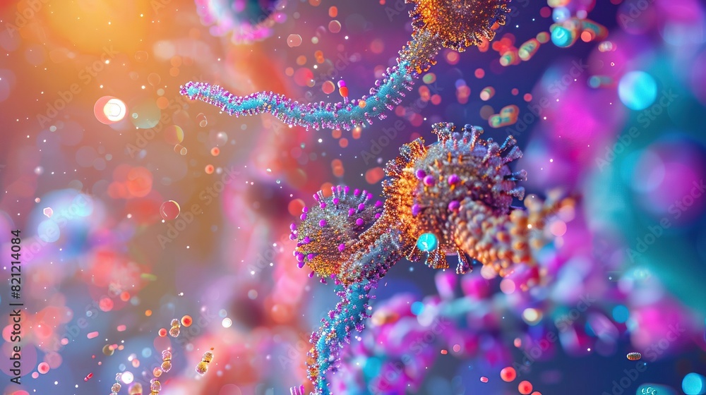 Artistic depiction of molecular activity at a cell membrane Stock ...