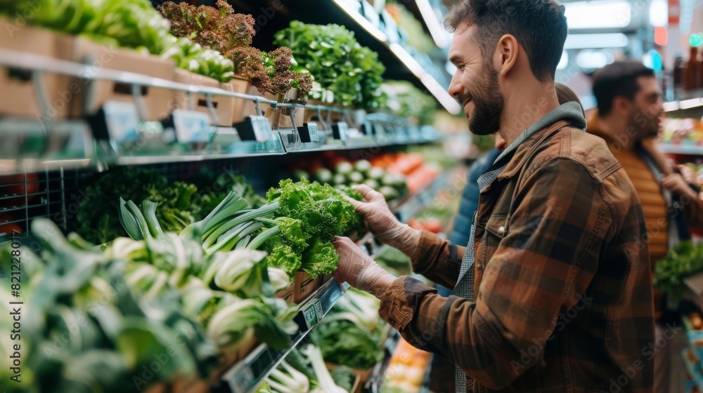 Supermarket with innovative vertical farming systems, bright and ...
