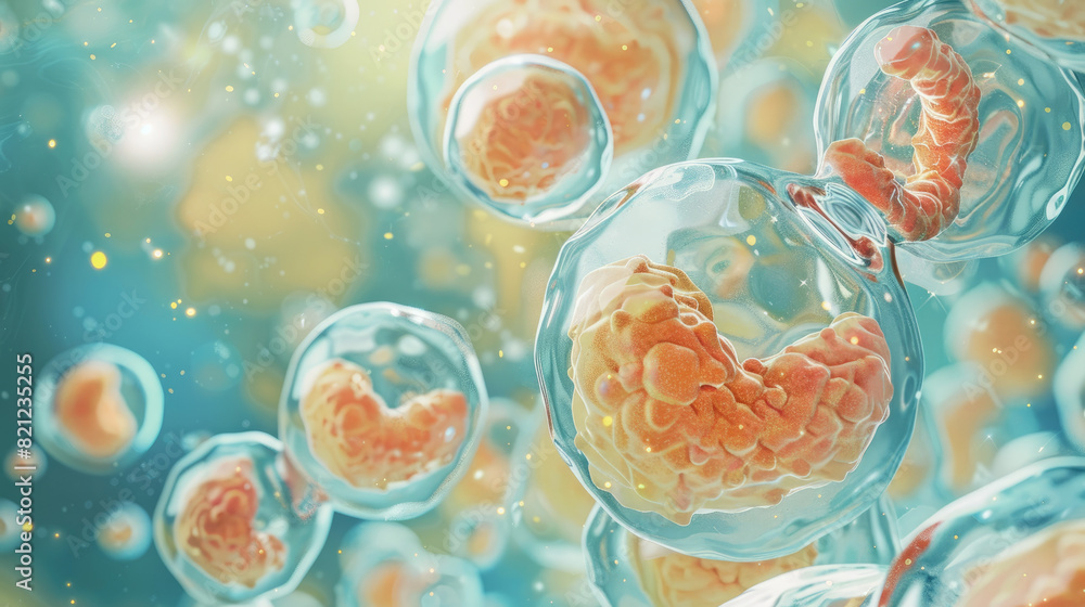 Digital illustration of a human embryo in the early stages of ...