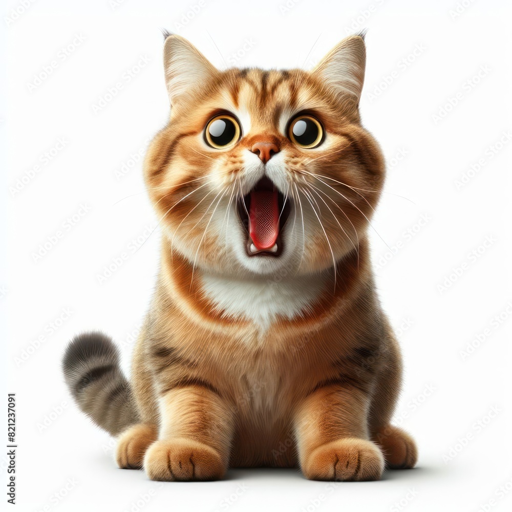 cat with a astonished, Wow expression, mouth wide open, and intense ...