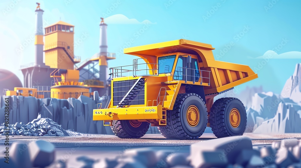 gold mining site flat design front view resource extraction animation ...