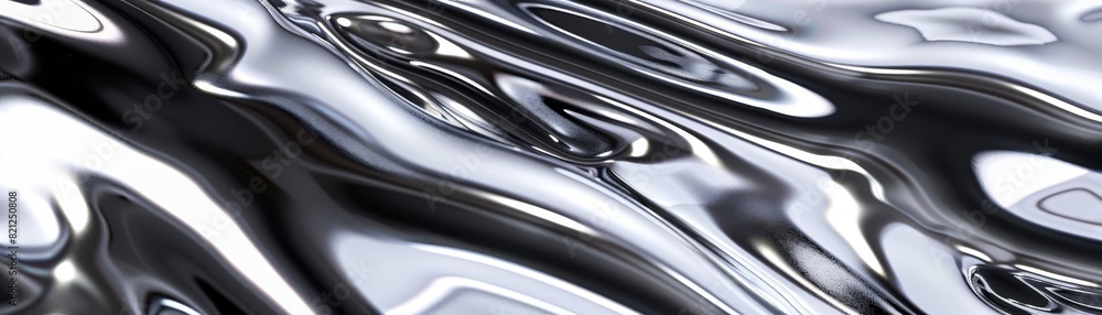 Abstract liquid metal texture. Fluid and wavy metallic design ...