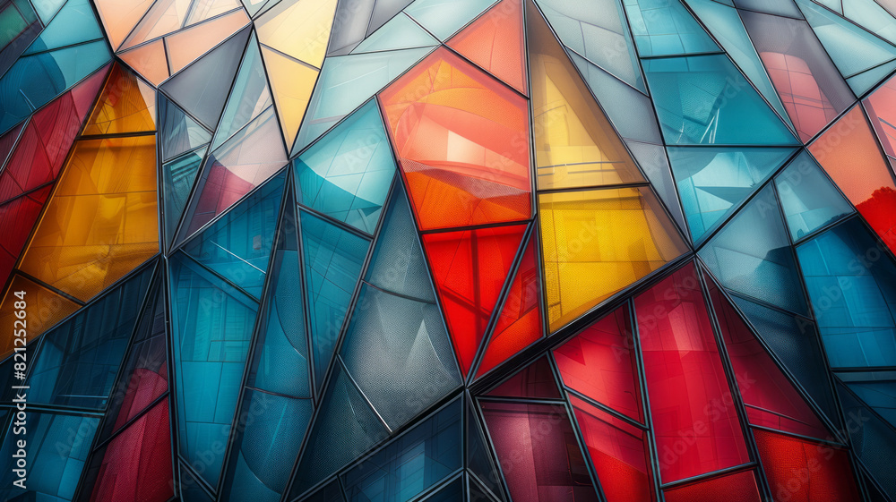 Modern design with overlapping polygons in contrasting colors and ...