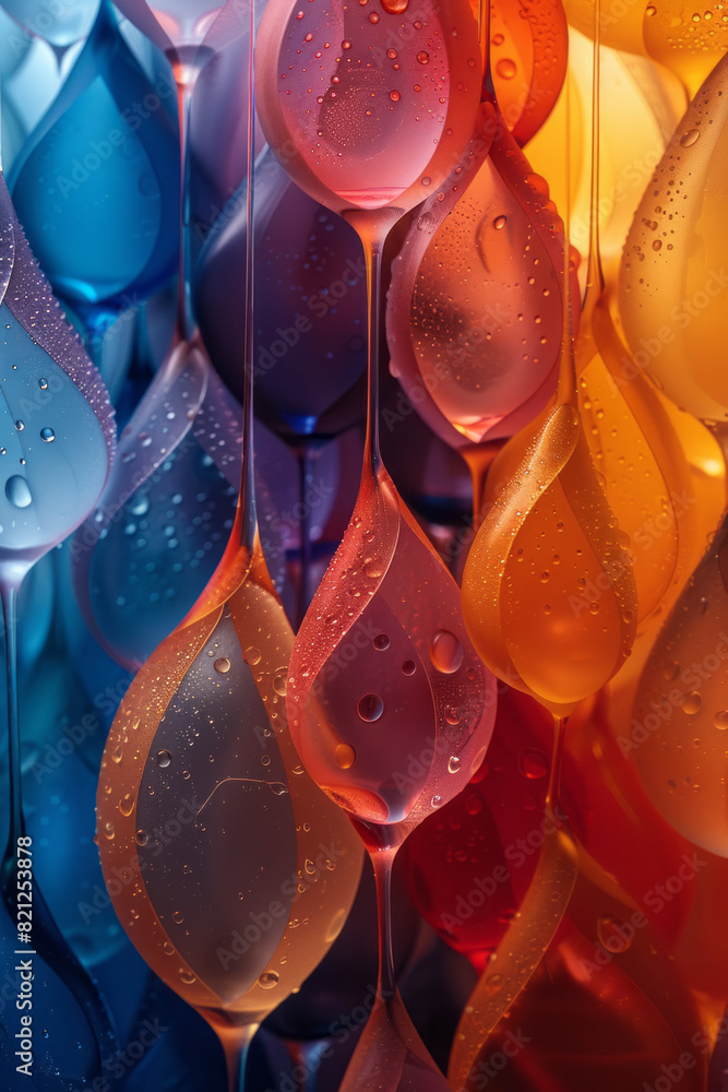 Composition of overlapping teardrop shapes in vibrant colors, their ...