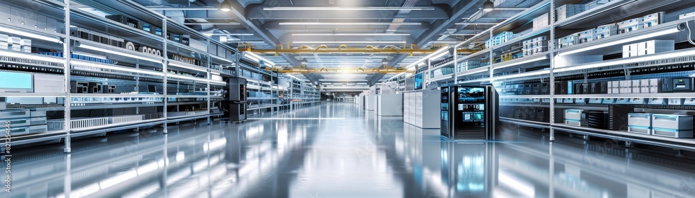 Modern data center with advanced server racks, sophisticated technology ...