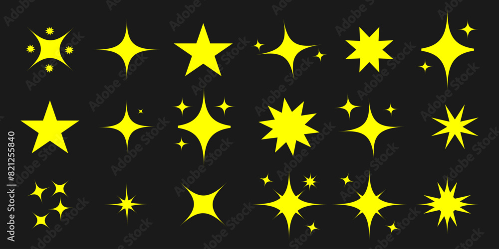 Twinkling stars. Sparkle star icons. Minimalist silhouette stars icon ...