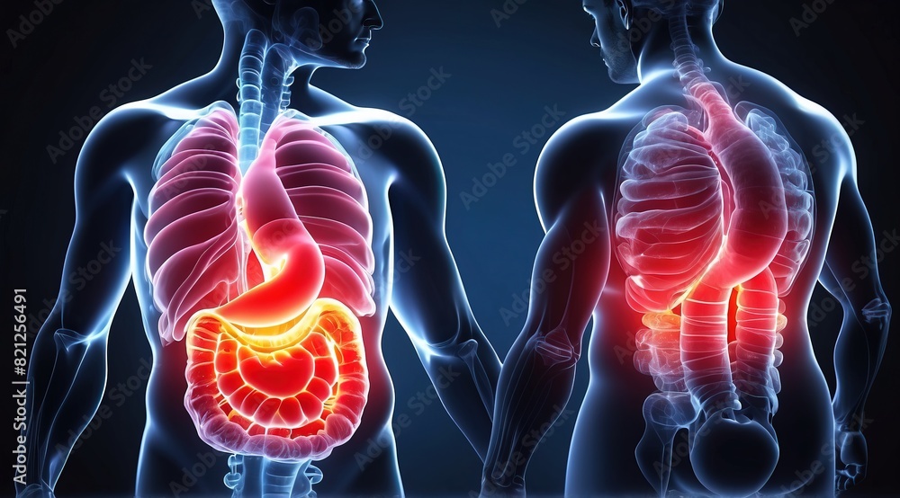 Human stomach pain. digestive problems. 3d illustration Stock ...