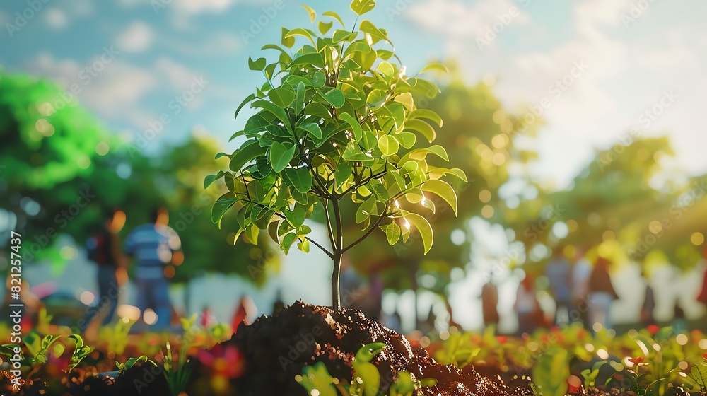 A community planting a tree, symbolizing collective action for a cause ...