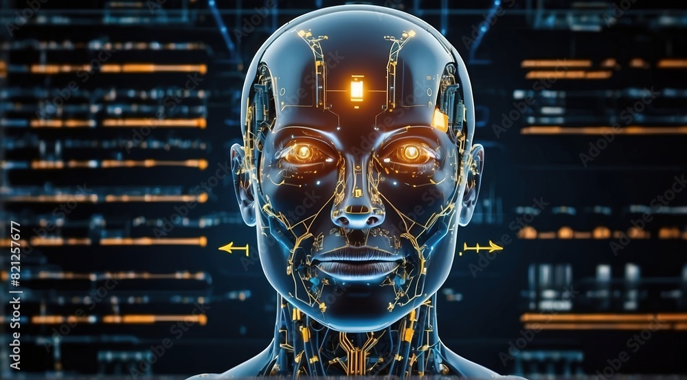Face of futuristic and Innovative Imagery AI and Automation use of ...