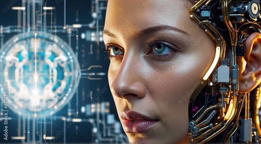 Face of futuristic and Innovative Imagery AI and Automation use of ...