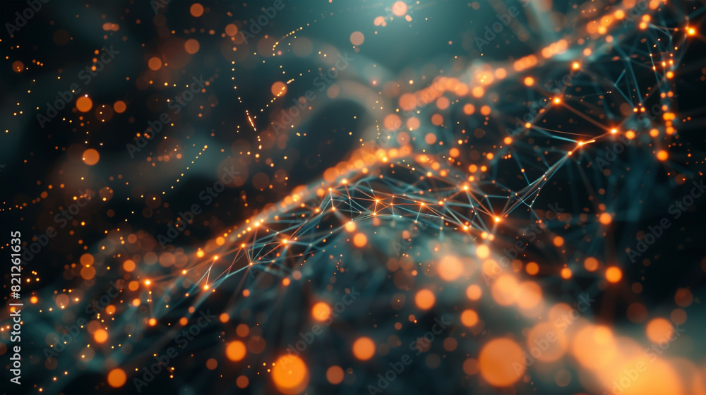 Artificial neural network visualized as a complex web of glowing synapses and digital neurons in ...