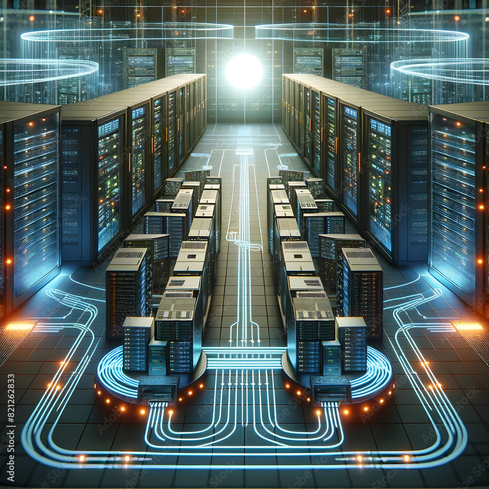 Data replication in dual data center setups for redundancy Stock Photo ...