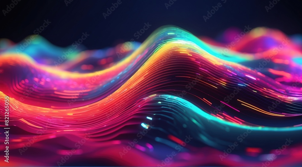 Abstract, digital and background waves. Wallpaper, futuristic and ...