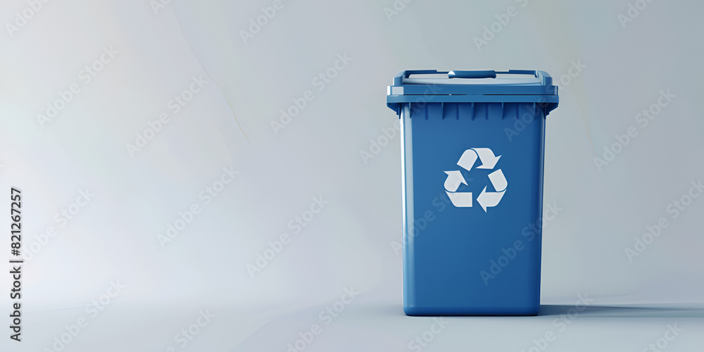 Blue Recycling Bin with White Recycle Logo Isolated on White Background ...
