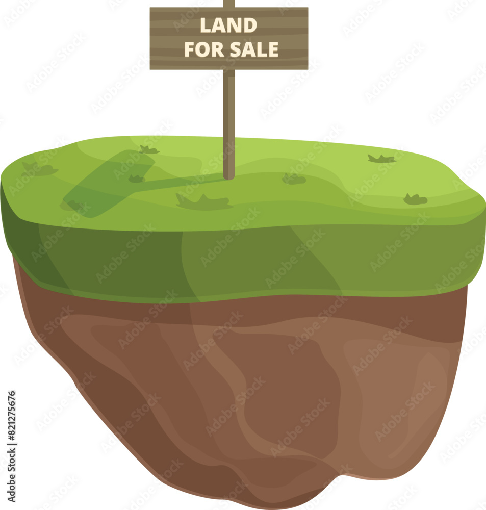 Vector graphic of a green land segment with a land for sale sign, ideal ...