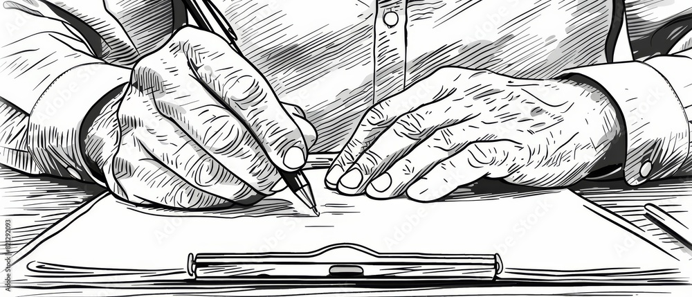 Coloring page black and white, hands taking notes, generated with ai ...
