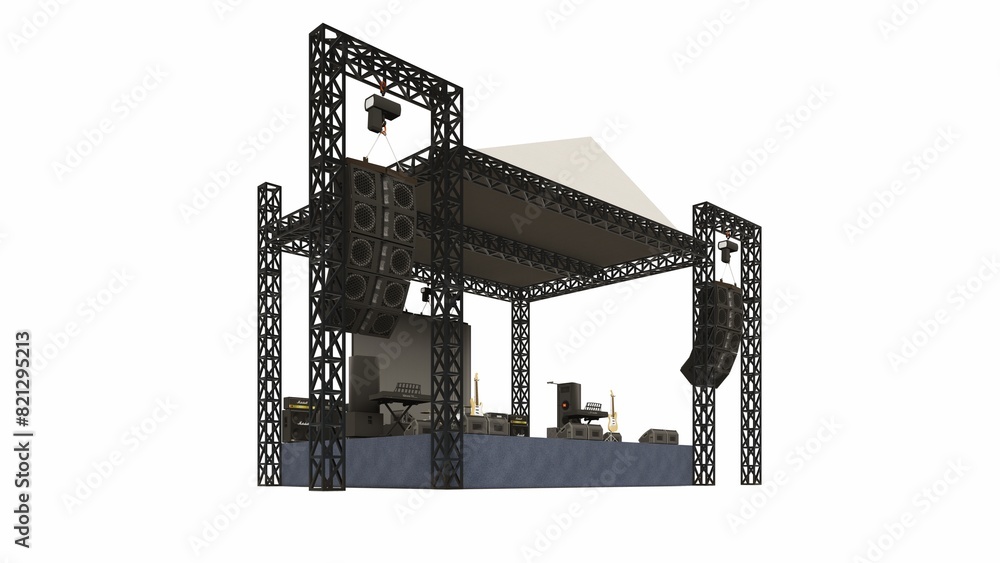 3D Render of a 6x8 Concert Stage Using Rigging, Triangular Roof ...