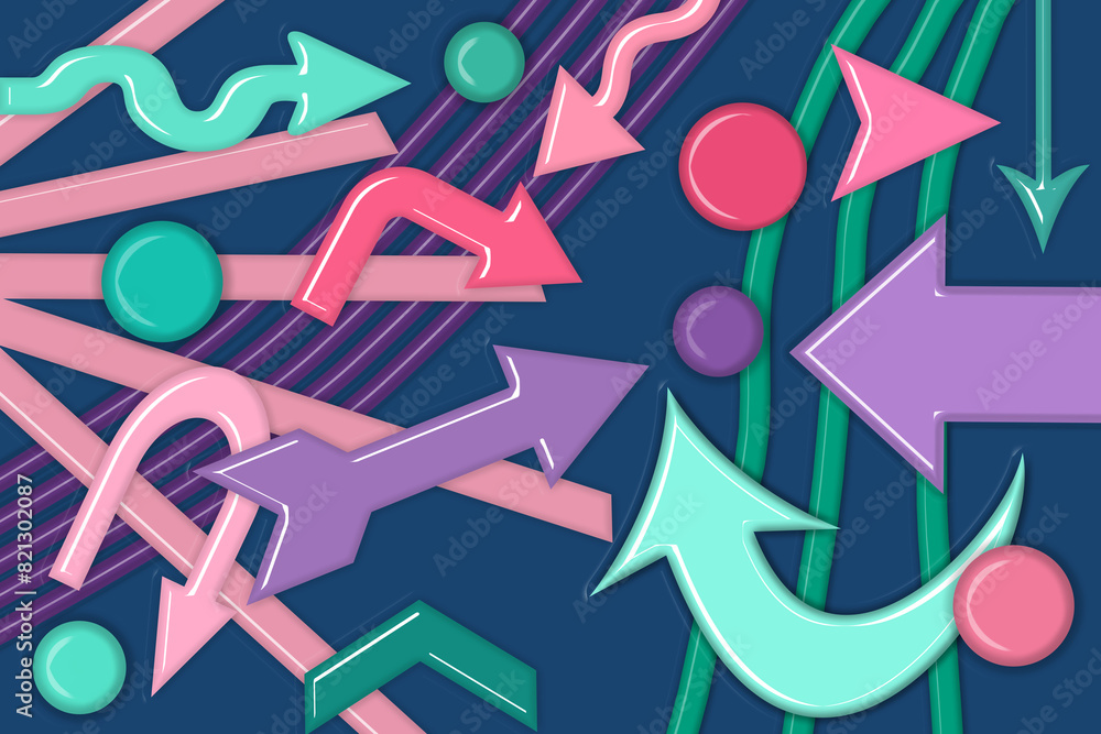 Various types of colored arrows and circles pointing in various ...