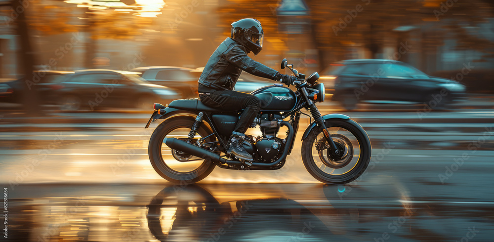 human riding a motorcycle in blurred motion,generative ai Stock Photo ...