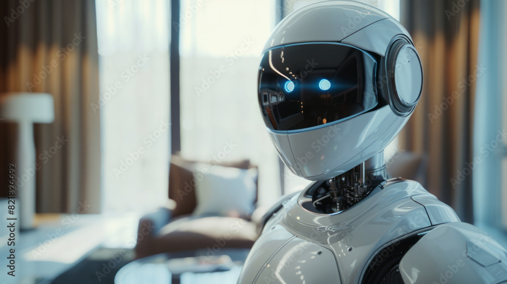 imagine AI humanoid robot helping home,generative ai Stock Illustration ...