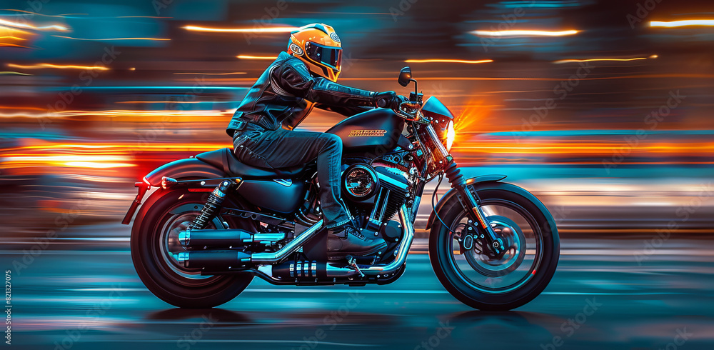 human riding a motorcycle in blurred motion,generative ai Stock Photo ...