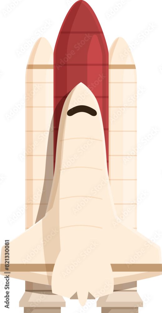 Fun and playful cartoon illustration of a spaceship shuttle in outer ...