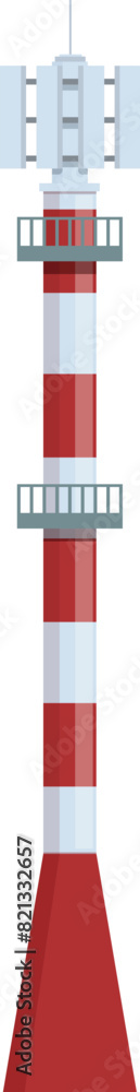 Cartoon illustration of a red and white communication tower with ...