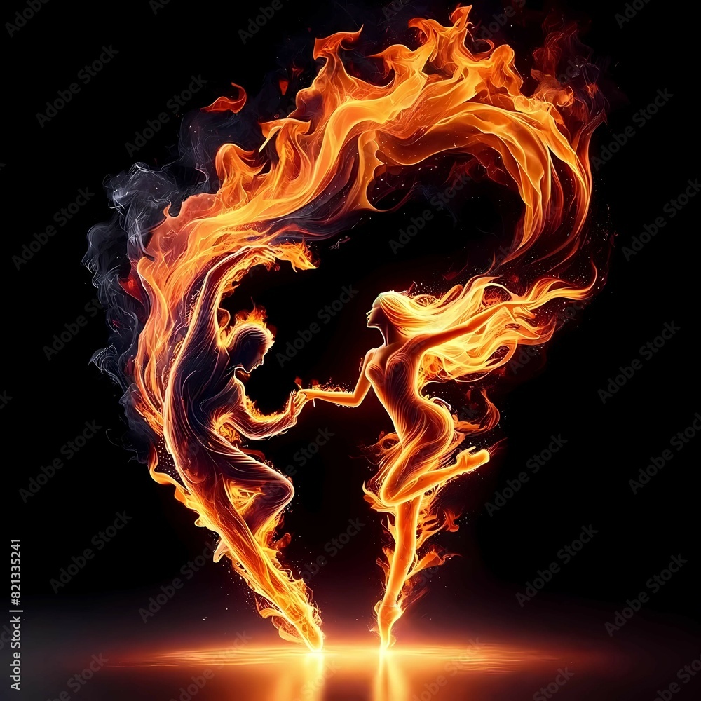 The letter S is depicted in fiery flames, creating a captivating and ...