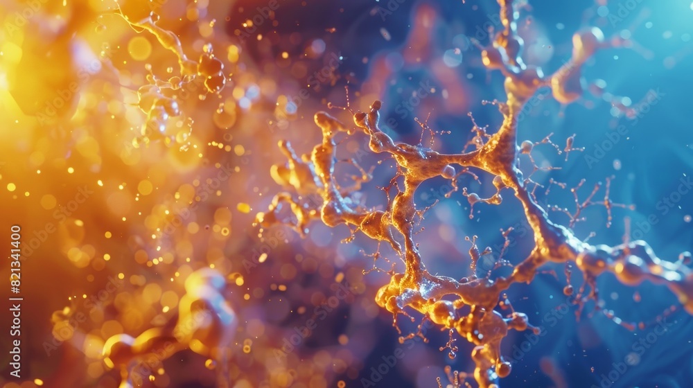 A digital rendering of a symmetrical molecule cracking and splintering ...