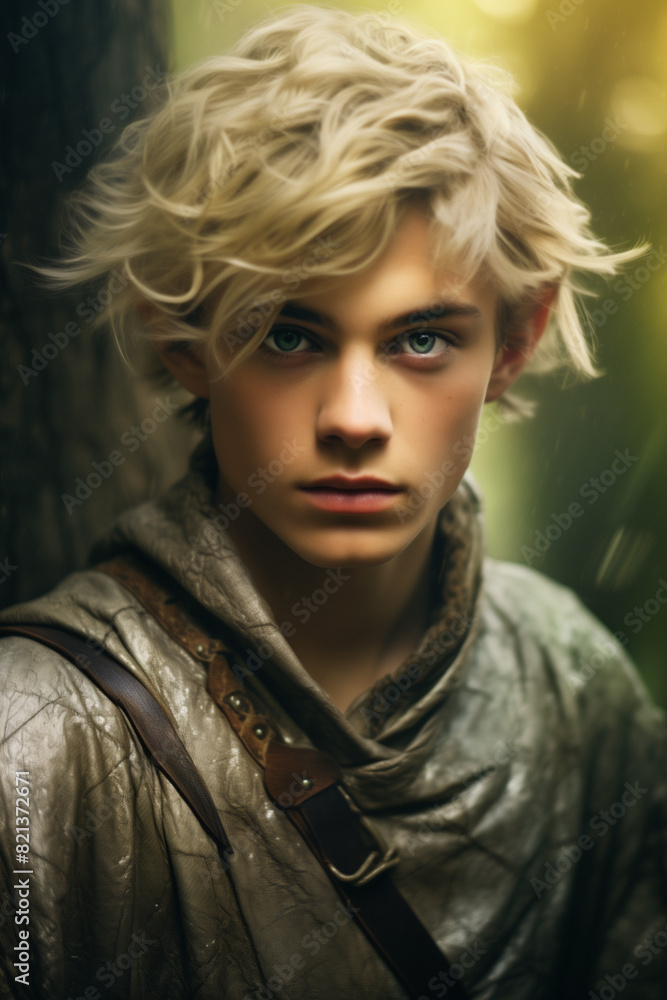 Handsome blond elf man in the fantasy mythical forest. Stock ...