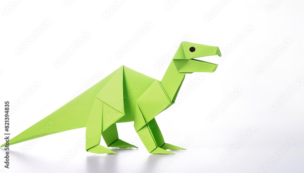 Animal extinct reptile or bird concept origami isolated on white ...