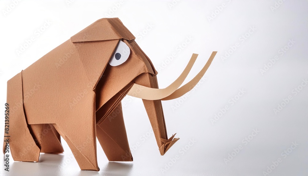Animal extinct mammal concept origami isolated on white background of a ...