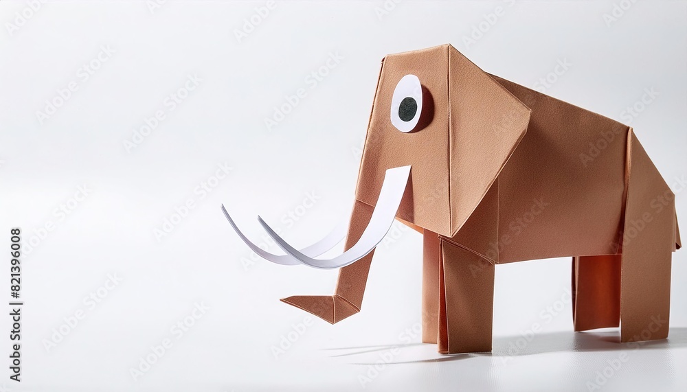Animal extinct mammal concept origami isolated on white background of a ...