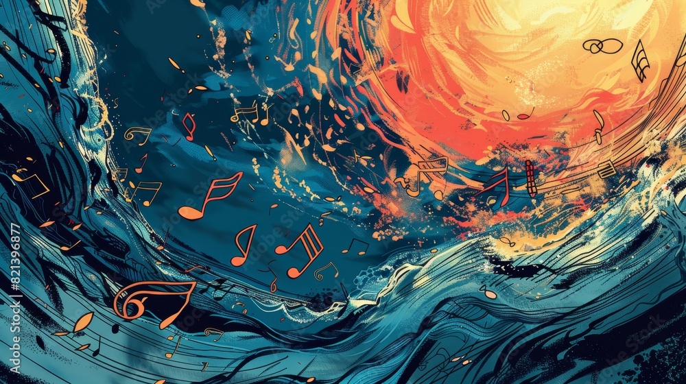 Surreal musical theme abstract illustration - This abstract ...