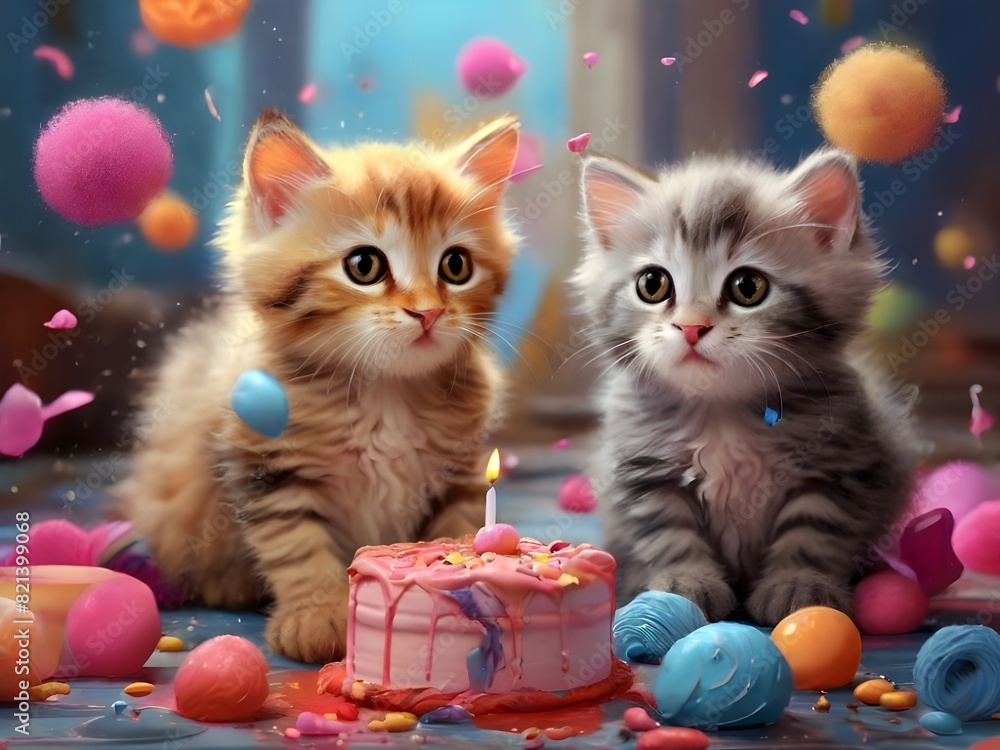 Feline Festivities: Birthday Bash with Cat Crew, AI- generated images ...