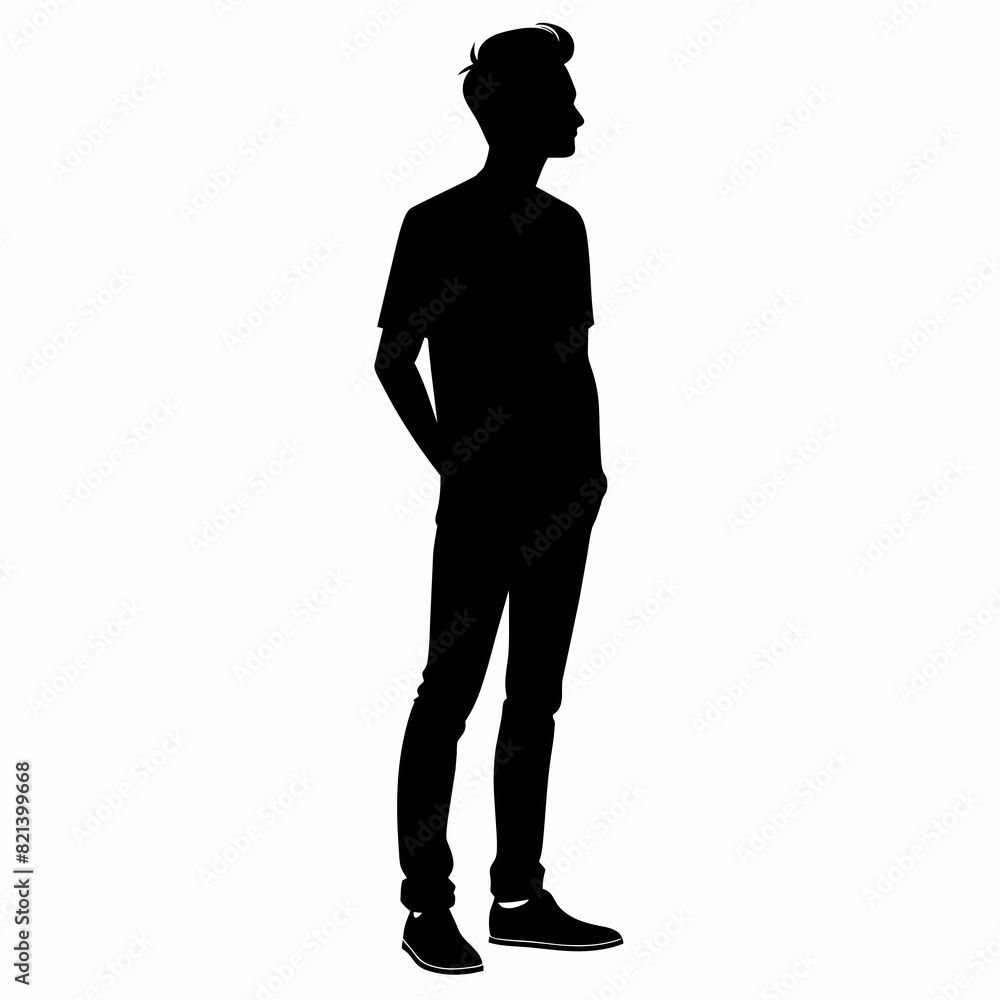 Man standing side view isolated vector silhouette Stock Vector | Adobe ...