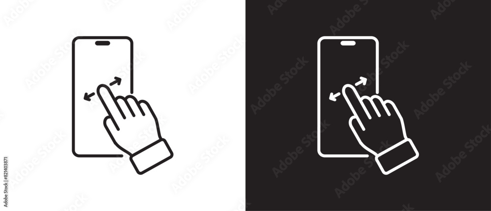 Finger slides the smartphone menu, Finger touch smartphone gesture icon ...