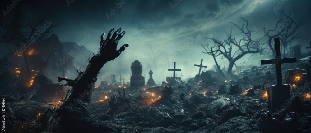 Zombie hand rising out of the grave. Zombie Hand Rising Out Of A ...
