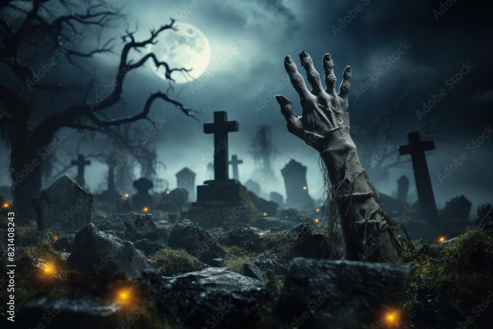 Zombie hand rising out of the grave. Zombie Hand Rising Out Of A ...