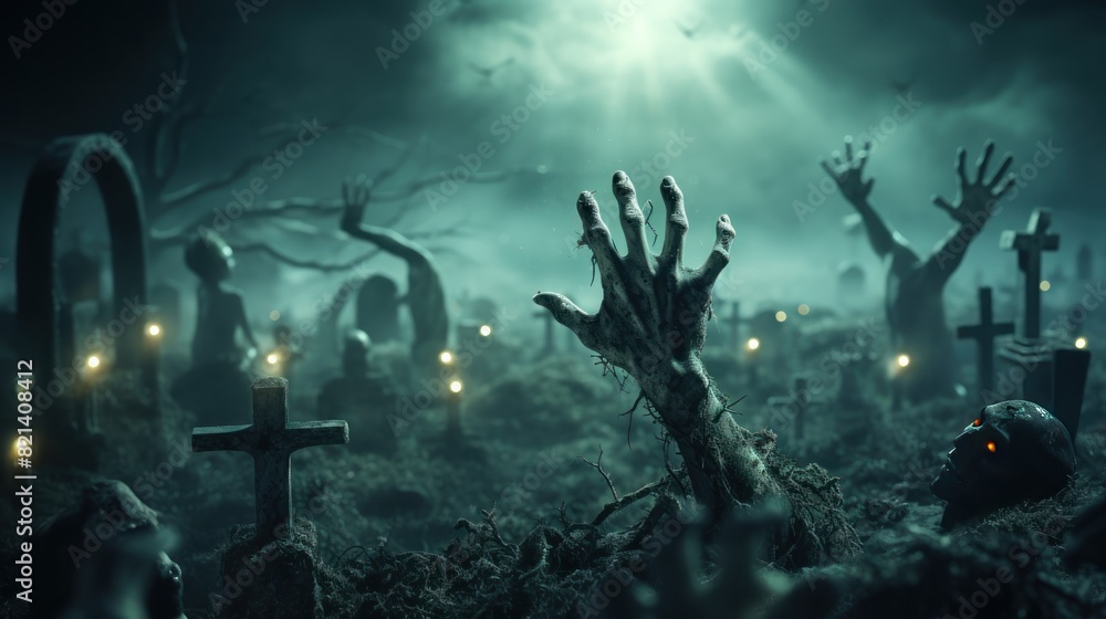 Zombie hand rising out of the grave. Zombie Hand Rising Out Of A ...