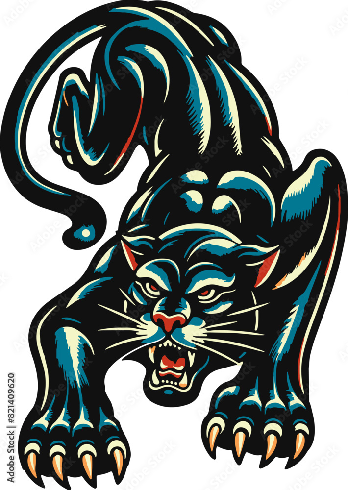 Panther Tattoo, panther, Crawling panther, panther descending, panther ...