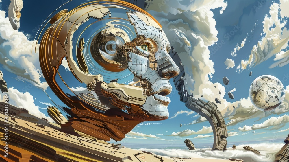 Surreal portrait collage with a futuristic space background for sci-fi ...