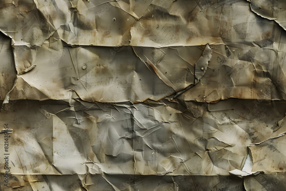 grunge empty creased paper texture with torn edges frame and faded ...